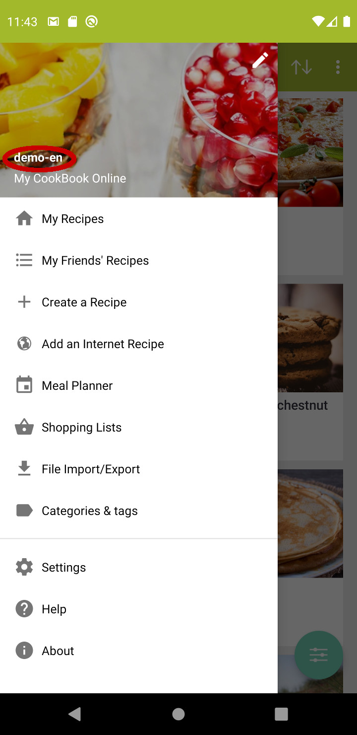 Cookmate app : find your username - Cookmate