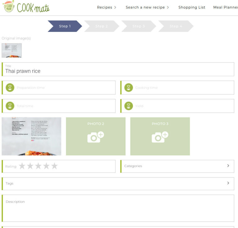 Import a recipe from photos - Cookmate