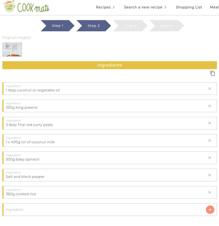 Import a recipe from photos - Cookmate